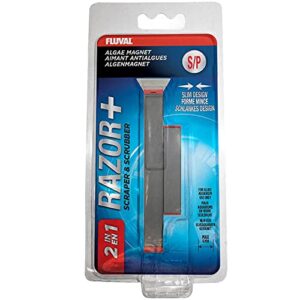 fluval razor+ 2-in-1 magnet scraper, aquarium glass scraper, small