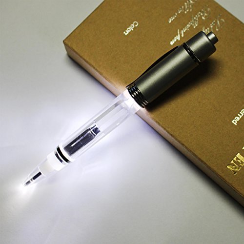 JASON YUEN 2PCS PACK Pen light ballpoint pen Metal 2 in 1 LED light up pen with extra refill and batteries in one box-writting and read in darkness night (White light)