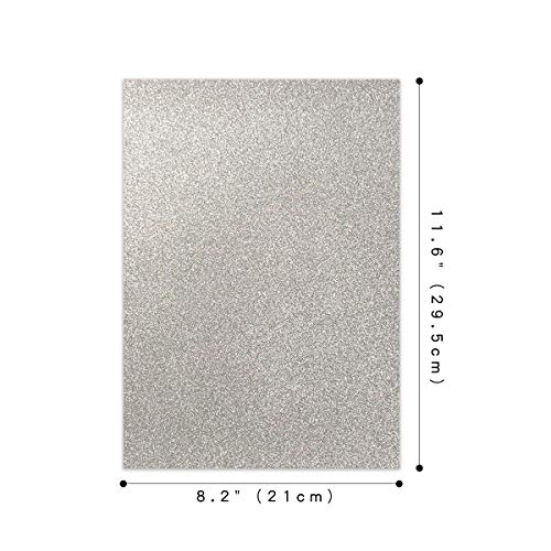 levylisa 10 Sheets 8" x 12" Soft Touch Glitter Card 250gms Premium Card Sparkling Assorted Mixed Colors Craft Glitter Cardstock Cardmaker DIY Gift Box Wrapping (Silver)