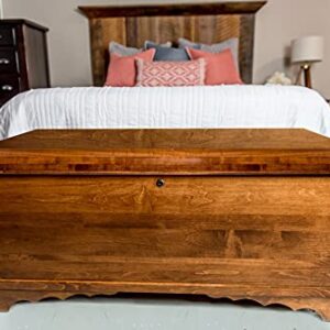 46" Cedar Hope Chest with Waterfall Top – Amish Cedar Chest w/ Anti-Slam Hinges – Hope Chest with lock – Blanket Chest - Cedar Chests and Trunks for Blankets (Brown Maple Wood, Asbury Stain)