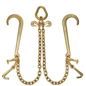 johnstown towing chain bridle with 15 inch and 4 inch j hooks and alloy t hooks - grade 70 chain - 47 inches long - 4,700 pound safe working load