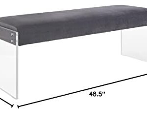 Modway Roam Modern Upholstered Bench With Acrylic Base In Gray Velvet