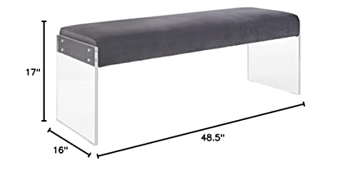 Modway Roam Modern Upholstered Bench With Acrylic Base In Gray Velvet