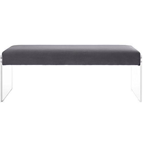 Modway Roam Modern Upholstered Bench With Acrylic Base In Gray Velvet