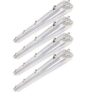 brillihood led vapor proof 4ft light fixture, 36 watt, 4000lm, 6000k (bright white), clear cover, ip65 waterproof 4' long overhead shop light, indoor/outdoor lighting, 4-pack