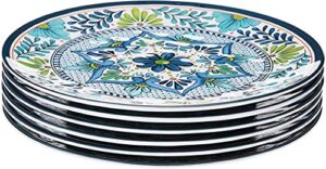 certified international, multicolor talavera 11" melamine (nitrogen-based plastic) dinner plate, set of 6, 11 inch