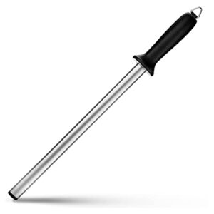 arcci diamond knife sharpening steel rod 12 inch, professional kitchen diamond knife blade sharpener rod stick, knife honer steel for honing knife blades, chef knives and shears