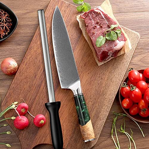 ARCCI Diamond Knife Sharpening Steel Rod 12 Inch, Professional Kitchen Diamond Knife Blade Sharpener Rod Stick, Knife Honer Steel for Honing Knife Blades, Chef Knives and Shears