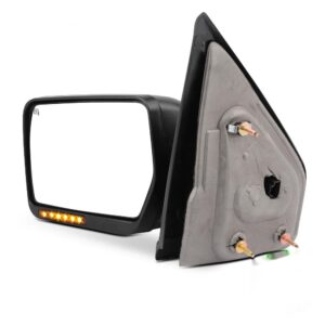 scitoo towing mirror fit for ford exterior mirror fit 2007-2014 for ford for f-150 truck with amber turn signal and puddle light heated power controlling and manual folding (driver side)