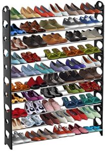 gpct stackable 50 pair shoe rack (up to 10 stack-able shelves, adjustable for different shoe sizes, free up closet or floor space)