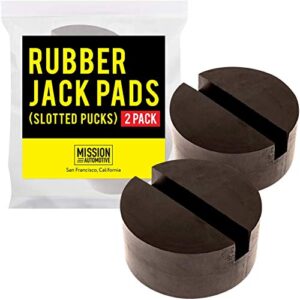 2-Pack of Rubber Jack Pads (Slotted Pucks) - Universal, Standard-Size Adapter - Frame Rail Protector Puck/Pad Keeps Pinch Weld, Paint and Metal Safe - by Mission Automotive