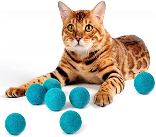 MEOWFIA Wool Ball Toys - 6-Pack of Safe for Cats and Small Dogs Balls - 1.5 Inch Felted Wool Cat Toy and Dog Toy - Perfect with Cat Cave - Silent - Mini Tennis Balls - 6-Pack