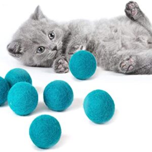 MEOWFIA Wool Ball Toys - 6-Pack of Safe for Cats and Small Dogs Balls - 1.5 Inch Felted Wool Cat Toy and Dog Toy - Perfect with Cat Cave - Silent - Mini Tennis Balls - 6-Pack