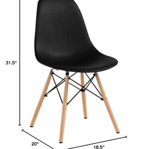 DSW Slope Black Molded Plastic Dining Side Chair with Beech Wood Eiffel Legs