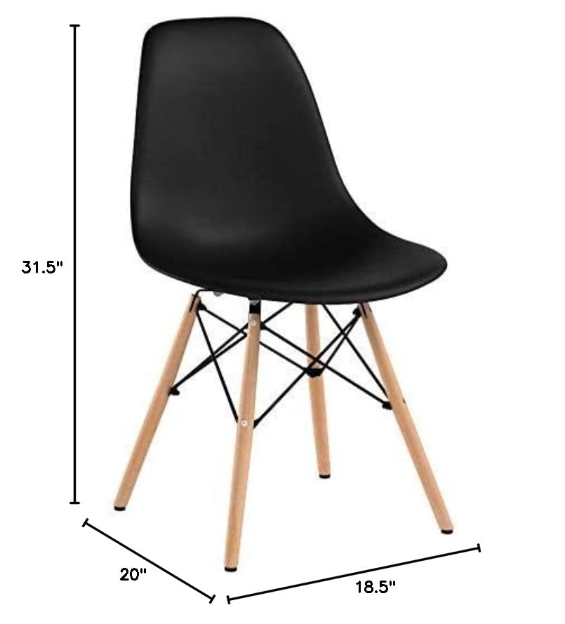 DSW Slope Black Molded Plastic Dining Side Chair with Beech Wood Eiffel Legs