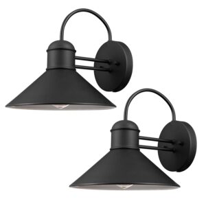 globe electric 44165 1-light outdoor wall sconce, 2-pack, black finish, outdoor lighting modern, wall lighting, porch light, front porch décor, patio décor, outdoor lighting, outdoor, weatherproof