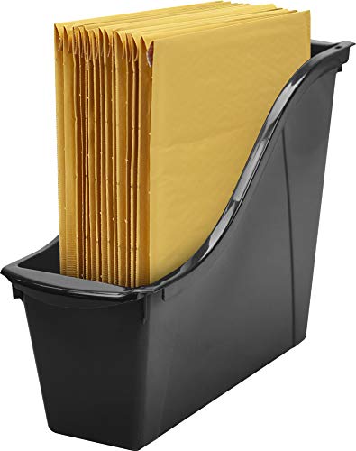 Storex Small Book Bin, 11.75 x 4.5 x 8.5 Inches, Black, Case of 12 (70123E12C)