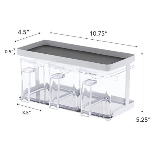 YAMAZAKI Home Pantry Canisters with Rack-Kitchen Container Organizer | Steel + Plastic | Food Storage, One Size, White