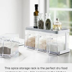 YAMAZAKI Home Pantry Canisters with Rack-Kitchen Container Organizer | Steel + Plastic | Food Storage, One Size, White