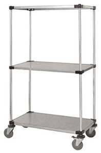 omega 24" deep x 72" wide x 80" high 3 tier solid galvanized mobile shelving unit with 1200 lb capacity