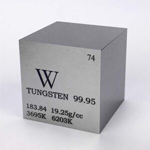 1 inch 25.4mm tungsten metal cube 315g 99.95% engraved periodic table w specimen