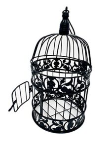 pet show round birdcages wedding gift cards holder metal wall hanging bird cage for small birds party indoor ourdoor decoration 10.6“ black pack of 1