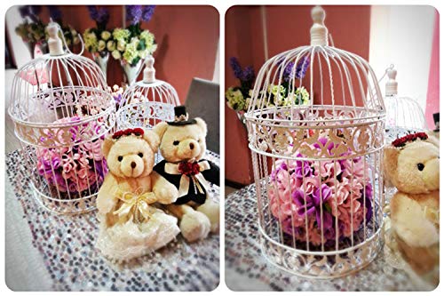 PET SHOW Round Birdcages Wedding Gift Cards Holder Metal Wall Hanging Bird Cage for Small Birds Party Indoor Ourdoor Decoration 10.6“ Black Pack of 1