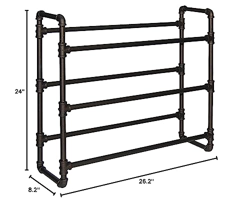 Real Home Innovations Modern Industrial Style 3 Tier Shoe Rack, 26.2” W x 8.2” D x 24”H, Satin Pewter