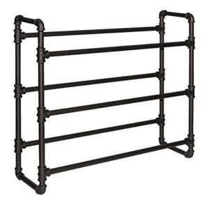 Real Home Innovations Modern Industrial Style 3 Tier Shoe Rack, 26.2” W x 8.2” D x 24”H, Satin Pewter