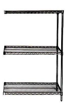 Omega 21" Deep x 48" Wide x 54" High 3 Tier Black Add-On Shelving Unit