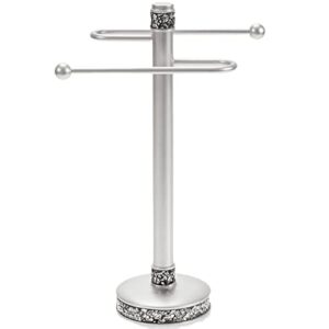 creative scents countertop towel stand, decorative fingertip towel holder, durable resin free standing towel rack, for elegant counter top bathroom/shower/kitchen decor (silver)