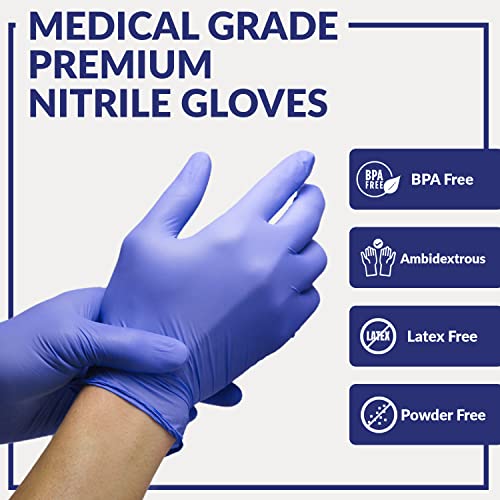 Klex Nitrile Exam Gloves - Medical Grade, Powder Free, Rubber Latex Free, Disposable Examination Grade Glove, Food Safe, Lavender M Medium, Box of 100