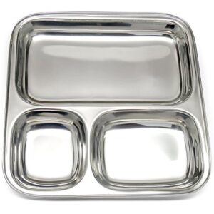 Lifestyle Block Stainless Steel Eco Friendly Compartment Stainless Steel Food Tray Large Divided Camping Plate