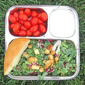 Lifestyle Block Stainless Steel Eco Friendly Compartment Stainless Steel Food Tray Large Divided Camping Plate