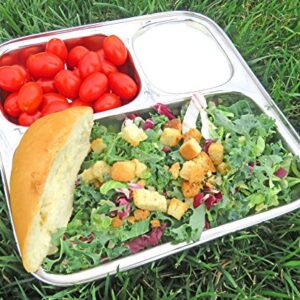 Lifestyle Block Stainless Steel Eco Friendly Compartment Stainless Steel Food Tray Large Divided Camping Plate