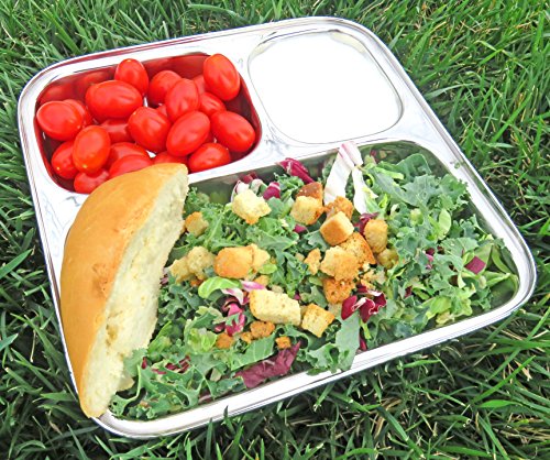 Lifestyle Block Stainless Steel Eco Friendly Compartment Stainless Steel Food Tray Large Divided Camping Plate