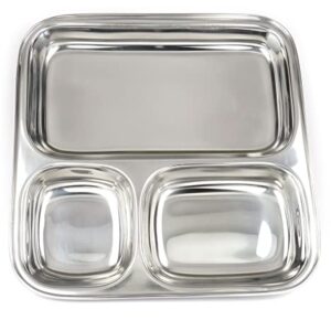 Lifestyle Block Stainless Steel Eco Friendly Compartment Stainless Steel Food Tray Large Divided Camping Plate