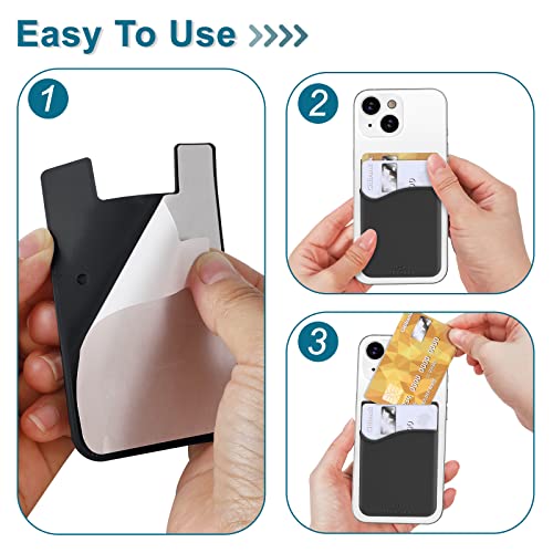 SHANSHUI 5 Pack Phone Card Holder, Premium Silicone Phone Wallet Credit Card Holder Strong Sticker Phone Pocket Holder Stick on Compatible for iPhone and All Smartphones