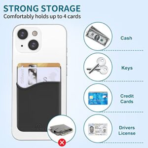 SHANSHUI 5 Pack Phone Card Holder, Premium Silicone Phone Wallet Credit Card Holder Strong Sticker Phone Pocket Holder Stick on Compatible for iPhone and All Smartphones