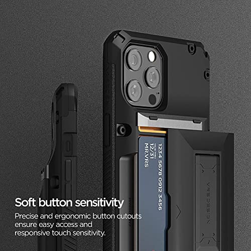 VRS DESIGN Damda Glide Hybrid Phone Case for iPhone 12 Pro Max, with [4 Cards] Sturdy [Semi Auto] Credit Card Holder Slot Wallet and Kickstand for iPhone 12 Pro Max 6.7 inch(2020) (Black)