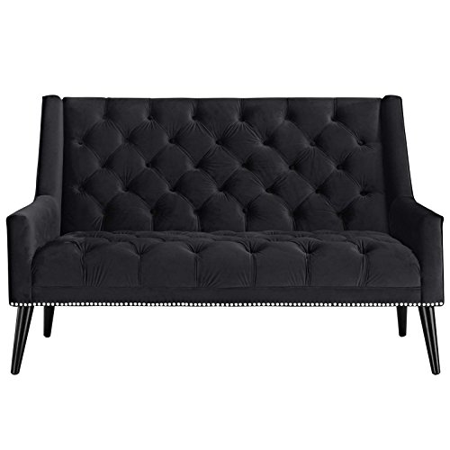 Modway Peruse Velvet Loveseat in Black