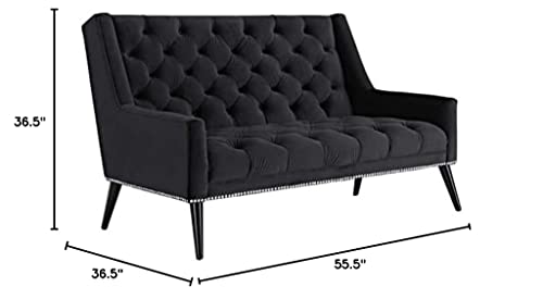 Modway Peruse Velvet Loveseat in Black