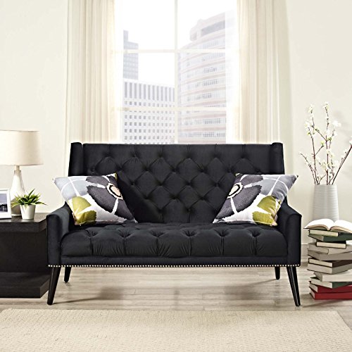 Modway Peruse Velvet Loveseat in Black