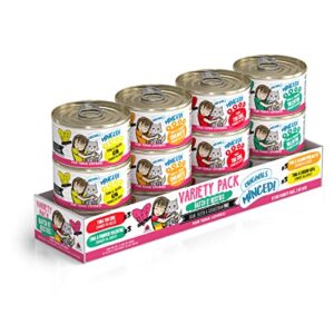 weruva best feline friend (b.f.f.), batch 'o besties variety pack, wet cat food, 3oz can (pack of 12)