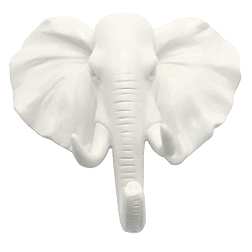 bouti1583 Single Elephant Head Ear Wall Hanger Coat Hat Hook Animal Shaped Decorative Gift White