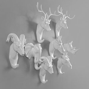 bouti1583 Single Elephant Head Ear Wall Hanger Coat Hat Hook Animal Shaped Decorative Gift White