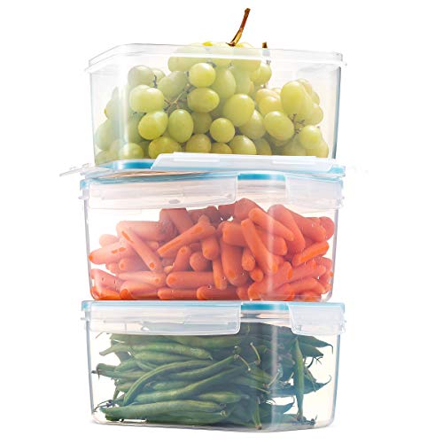 Komax Biokips Food Storage Containers with Lids – Large Storage Containers to Store Fruits, Vegetables, Flour & More – BPA Free Kitchen Storage Containers – Airtight Containers (Set of 3, 81 oz)