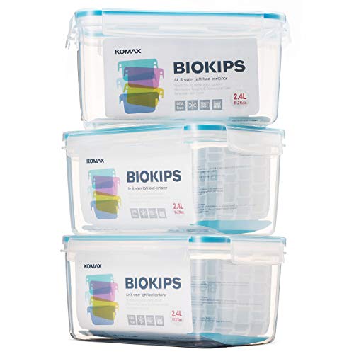 Komax Biokips Food Storage Containers with Lids – Large Storage Containers to Store Fruits, Vegetables, Flour & More – BPA Free Kitchen Storage Containers – Airtight Containers (Set of 3, 81 oz)