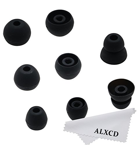 ALXCD Ear Tip for Tour2 Beats Tour UrBeats Earphone, 4 Pair SML & Double Flange Durable Soft Silicone Replacement Ear Bud Eartip, Fit for Beats Tour Urbeats Tour 2 Earphone [4 Pair] (Black)