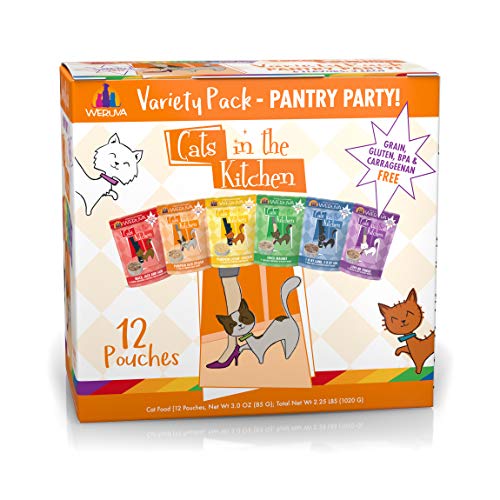 Weruva Cats in The Kitchen, Pantry Party Pouch Variety Pack in Gravy Cat Food, 3oz Pouch (Pack of 12)